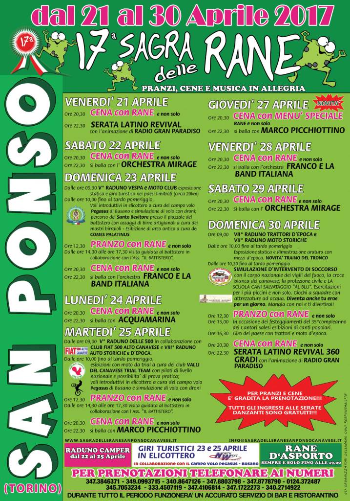 Sagra delle rane - San Ponso (TO) (21/30 Aprile 2017)